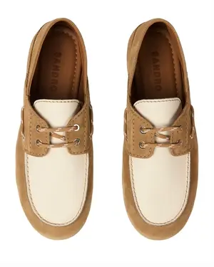 Sandro Suede Boat Shoes - Beige