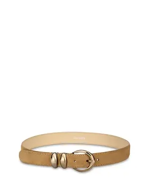 Sandro Double Loop Leather Belt - Beige