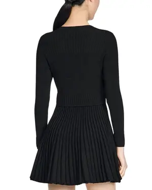 Sandro Ruby Pleated Knit Short Dress