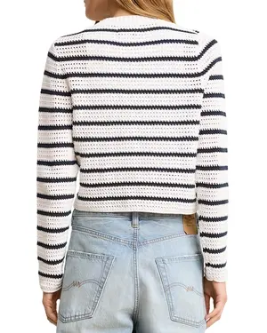 Denimist Stripe Shrunken Cardigan Sweater