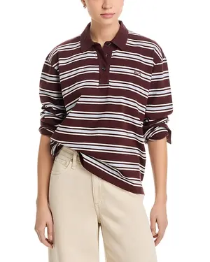 Rag & Bone Rugby Stripe Long Sleeve Shirt - Brown Multi