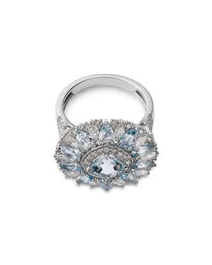 Bloomingdale'S Aquamarine And Diamond Ring In 14k