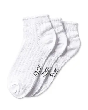 STEMS Pointelle Ankle Socks, Pack Of 3 - White