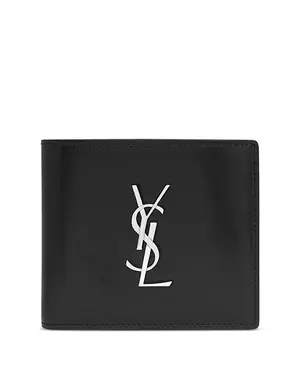 Saint Laurent Cassandre East/west Wallet In Smooth Leather Black/silver