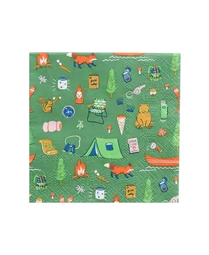 JOLLITY & CO Camp Explorer Patterned Large Paper Napkins, Set Of 16 - Multicolor