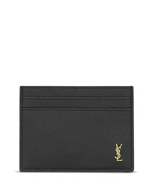 Saint Laurent Tiny Cassandre Card Case Black And Gold