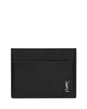 Saint Laurent Tiny Cassandre Card Case Black And Silver