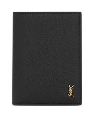 Saint Laurent Tiny Cassandre Credit Card Wallet - Black And Gold
