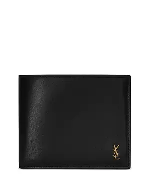 Saint Laurent Tiny Cassandre East/west Wallet - Black And Gold