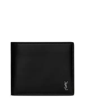 Saint Laurent Tiny Cassandre East/west Wallet - Black And Silver