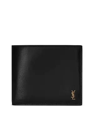 Saint Laurent Tiny Cassandre East/west Wallet With Coin Purse - Black And Gold