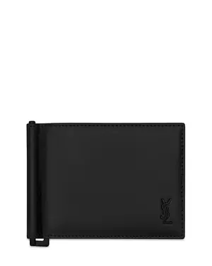 Saint Laurent Tiny Cassandre Bill Clip Wallet - Black