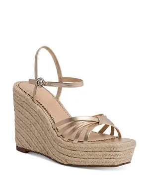 Cinq À Sept Helen Metallic Espadrille Wedge Sandals - Light Gold