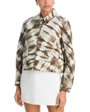 Cinq À Sept Tie Dye Denim Jacket - Dark Olive