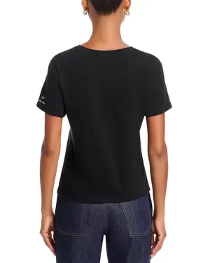 Cinq À Sept Rhinestone Bonjour Shrunken Tee - Black/clear
