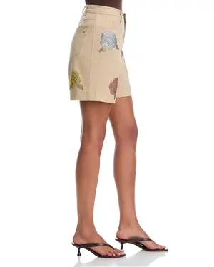 Cinq À Sept Betsy Rose Embellished Shorts - Khaki Multi