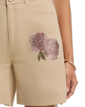 Cinq À Sept Betsy Rose Embellished Shorts - Khaki Multi