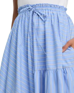 Cinq À Sept Robyn Tiered Midi Dress - White/blue Multi