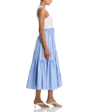 Cinq À Sept Robyn Tiered Midi Dress - White/blue Multi
