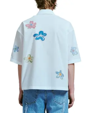 NAHMIAS Super Bloom Cropped Short Sleeve Shirt - White Jersey