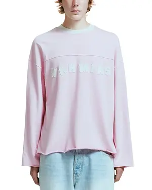 NAHMIAS Varsity Logo Long Sleeve Shirt - Pale Pink Heavy Jersey