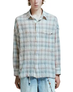 NAHMIAS Featherwieght Plaid Long Sleeve Shirt - Dusty Rainbow Shirting