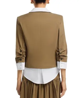 Cinq À Sept Peri Ruched Sleeve Jacket - Dark Olive