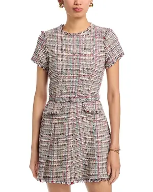 Cinq À Sept Wildflower Tweed Kelsey Mini Dress - Ivory Multi