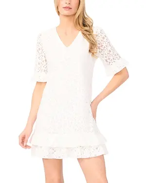 CECE DUPRAZ Lace V Neck Shift Dress - New Ivory