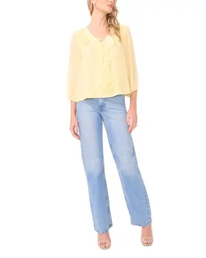 Vince Camuto Double Ruffle V Neck Blouse