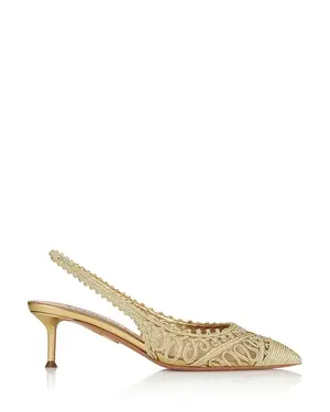 AQUAZZURA Kahlo Slingback 50 Pumps - Soft Gold