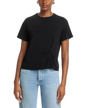 Velvet By Graham & Spencer Short Sleeve Knot Front Tee - Black