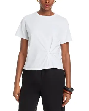 Velvet By Graham & Spencer Short Sleeve Knot Front Tee - White