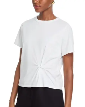 Velvet By Graham & Spencer Short Sleeve Knot Front Tee - White