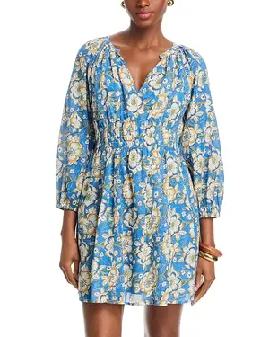 Velvet By Graham & Spencer Sandrine Blouson Sleeve Boho Dress - Asul Blue