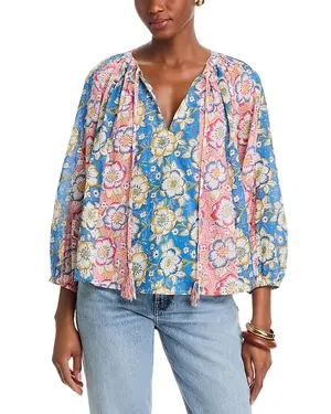 Velvet By Graham & Spencer Reese Blouson Sleeve Boho Top - Multi