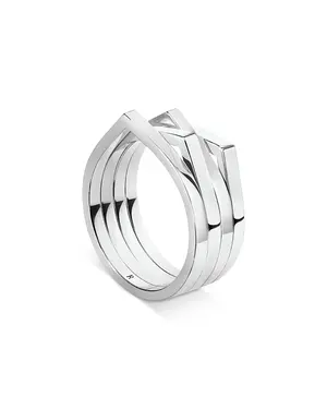 REPOSSI 18k Antifer V Shape Four Row Band - White Gold