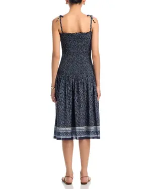 Veronica Beard Marietta Floral Print Smocked Midi Dress