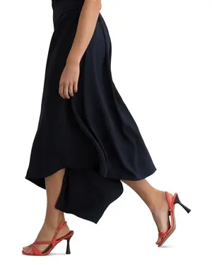 REISS Halterneck Draped Midi Dress - Navy