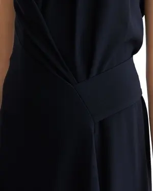 REISS Halterneck Draped Midi Dress - Navy