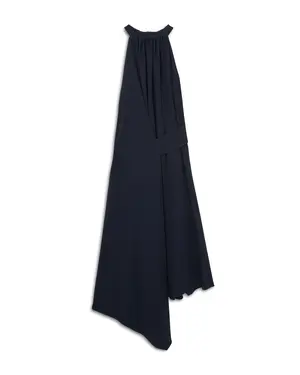 REISS Halterneck Draped Midi Dress - Navy