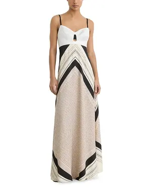 REISS Myra Scarf Print Maxi Dress - Ivory/black