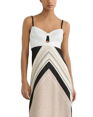 REISS Myra Scarf Print Maxi Dress - Ivory/black