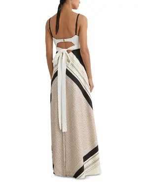 REISS Myra Scarf Print Maxi Dress - Ivory/black