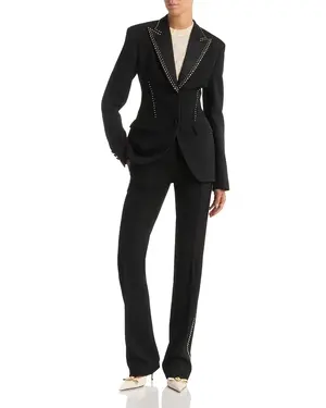 Versace Studded Peak Lapel Wool Blazer