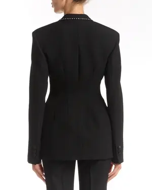 Versace Studded Peak Lapel Wool Blazer