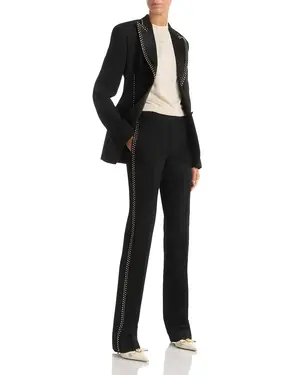 Versace Studded Peak Lapel Wool Blazer