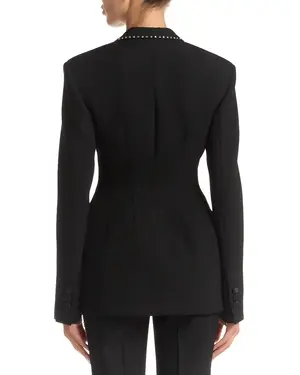 Versace Studded Peak Lapel Wool Blazer