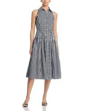 MILLY Maxine Gingham Midi Dress - Black/white
