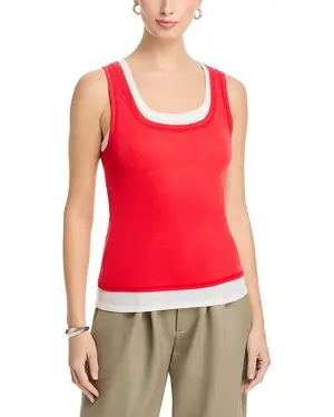 Aqua Double Layer Tank Top - Tomato/white